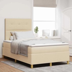 Postel s boxspringem s čelo Krémová 120 x 200 cm textil 3339614