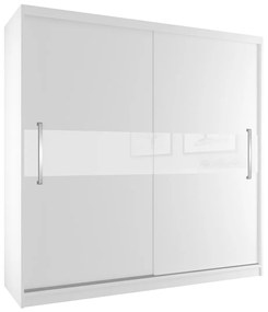 Šatní skříň 200 cm Belini bílý mat s posuvnými dveřmi  SI SZP1/2/W/W/W/UU