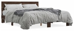 Rám postele hnědý dub 150 x 200 cm kompozitní dřevo a kov