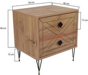 Noční stolek LUNA 55x50 cm hnědá/černá