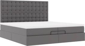 Osmanský rám postele s matrací šedá 200x200cm umělá kůže 3313024