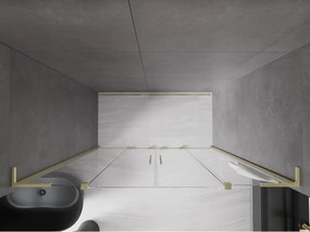 Mexen Velar L Duo, posuvné sprchové dveře do otvoru 200 cm, 8mm čiré sklo, zlatá matná, 871-200-003-02-55