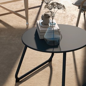 Outsunny Nastavitelný Balkonový Stolek Ø48x37 cm z Lakovaného Kovového Materiálu, Černý