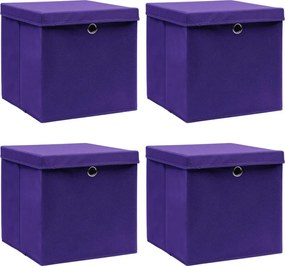 vidaXL Úložné boxy s víky 4 ks modré 32 x 32 x 32 cm textil [288346] Barva: žlutá bez vík