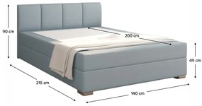 Boxspringová postel 140x200, mentolová, RIANA KOMFORT