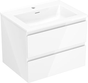 Mexen Orio, koupelnová skříňka 60 cm s umyvadlem Otis, 2 zásuvky, bílá lesklá, 91A10-06047-2-BFF00-W18M00