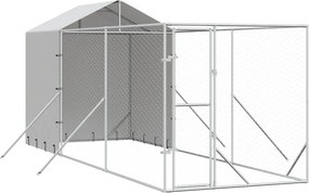 Venkovní psí kotec se střechou stříbrný 2 x 6 x 2,5 m ocel 3190475