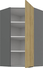 CREMONA ac | horní kuchyňská skříňka 60x60 GN-108 1F (45°) rohová s policemi | 60x60 cm | EXTRA VYSOKÁ | antracit/cremona