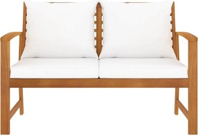 Zahradní lavice 120 cm s krémovou poduškou masivní akácie 311829