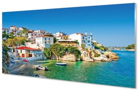 Obraz na skle Řecko staveb pobřeží mořská 100x50 cm
