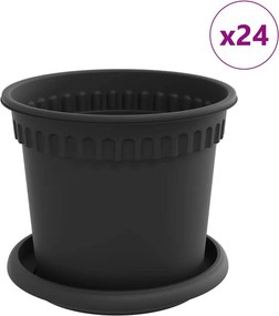 Květináče 24 ks Černá Plast 3403267