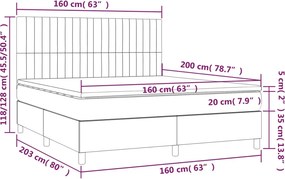 Box spring postel s matrací tmavě šedá 160x200 cm textil 3142506