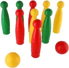 WADER Kuželky s míčky / Bowling sada / 9 kuželek + 2 míčky / 24 cm / P