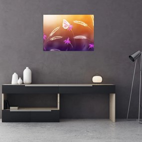 Skleněný obraz - Růžový motýl (70x50 cm)