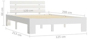 vidaXL Marketos Rám postele bílý masivní borovice 120 x 200 cm