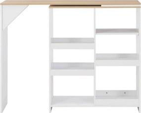 Barový stůl s pohyblivým regálem bílý 138 x 39 x 110 cm 280225