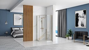 Pětiúhelníkový sprchový kout REA DIAMOND 90x90 cm, černý matný/transparent - bez vaničky