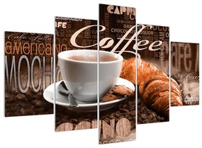 Obraz kávy a croissantů (150x105 cm)