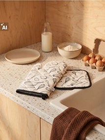 Sinsay - Kuchyňská rukavice a chňapka - krémová