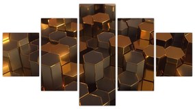 Obraz - Bronzové hexagony (125x70 cm)