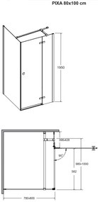 Besco Pixa 100x80/120x80 obdélníkový sprchový kout, black Orientace: Pravá, Rozměr sprch.dveří: 120cm