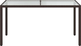 Zahradní stůl 150 x 90 x 75 cm tvrzené sklo a polyratan hnědý 316704