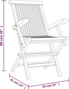 Skládací židle 8 ks, šedé, 56x61x89 cm, masivní teak 3155072