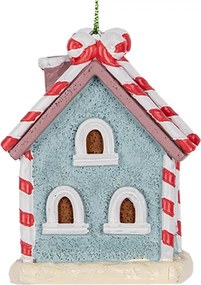 Modrá závěsná dekorace perníková chaloupka Candy - 6*4*8 cm