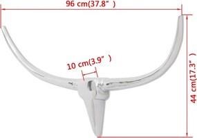 Nástěnná hliníková býčí hlava, dekorace, stříbrná barva 96 cm 242337