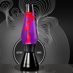 Mathmos Astro Vinyl, originální lávová lampa s fialovou tekutinou a červenou lávou, 43cm