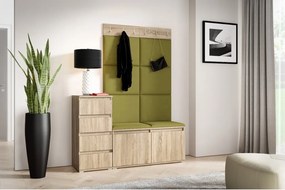 Eka Předsíňová stěna s čalouněnými panely Trinity 34 - Sonoma /Khaki zelená 2327