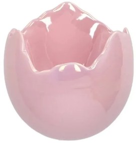 Růžová keramická miska květník ve tvaru skořápky - Ø  13*13 cm