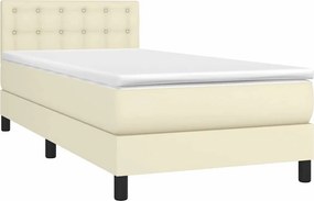 Box spring postel s matrací a LED krémová 100x200 cm umělá kůže 3134209