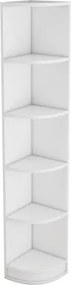 Aosom Rohový knihovník z MDF, pětivrstvý design, úsporný trojúhelníkový design, 42 x 30 x 180 cm, bílá