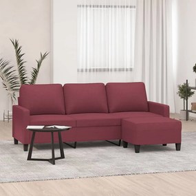 3místná pohovka s podnožkou vínová 180 cm textil 3201043