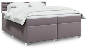 Box spring postel s matrací šedá 200x200 cm umělá kůže 3286138