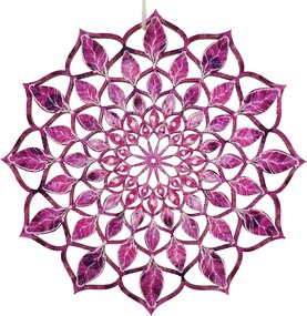 AMADEA Dřevěná dekorace mandala fialová 9 cm
