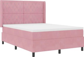 Postel s boxspringem s matrací s čelo Růžová 140 x 200 cm samet 3341959