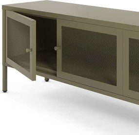 Zelený kovový TV stolek 160x50x35 cm Fayna – Marckeric