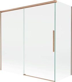 Mexen Rox, 2-křídlová posuvná vanová zástěna 160 + 80 x 150 cm, 8mm čiré sklo, měděný matný profil, 8C9-160-080-65-00