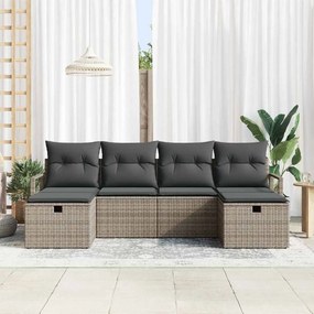 Set pohovek 6 ks 6-Počet míst Šedá polyratan 3359218