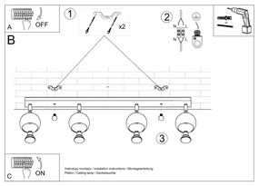 OCULARE 4L Stropní světlo, černá SL.0447 - Sollux