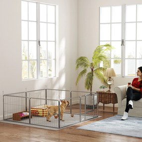 PawHut Ohrada pro psy, ohrada pro psy, hřiště pro domácí zvířata, flexibilně přizpůsobitelné, nerezová ocel D06-255V00SR