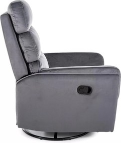 Sametové relaxační polohovací křeslo Argos šedé/černé