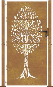 Zahradní branka 100 x 175 cm z cortenové oceli, design stromu 153218