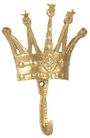 Zlatý nástěnný litinový háček s korunkou - 11*3*18 cm