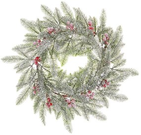 Věnec ojíněný s bobulemi, vánoční umělá dekorace - VP2037