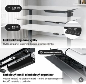 Elektrický stůl s nastavením výšky ergonomický antracitově-bílý, 1600x800 mm: ARIA