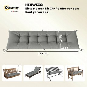 Polštář z palety Odnímatelný sedák s upevňovacími popruhy Polštář z palety pro většinu lehátek 198x65x13cm Světle šedý