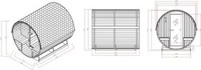 RAKOUSKÝ produkt - Venkovní sudová sauna BERGEN pro 4-6 osob 194,8x220x191,5 cm (F70220)